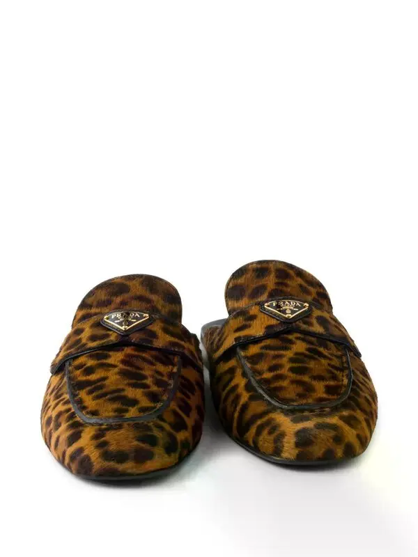Prada Leopard-print Leather Mules - Brown