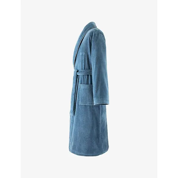 BOSS Brand-embroidered Tie-waist Cotton Robe