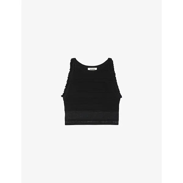 Sandro Sleeveless Cropped Knitted Top - Black