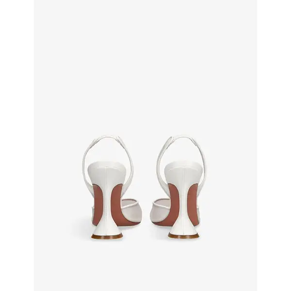 Amina Muaddi Holli 95 Sling-back Heeled Mesh Courts - White