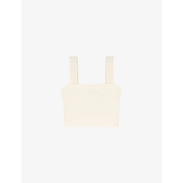 Maje Square-neck Cropped Knit Top - Blanc