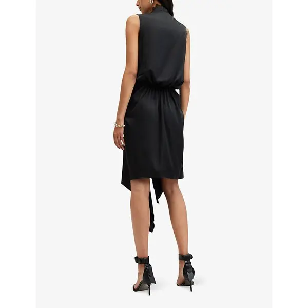 abi lace trim draped midi dress Abi Lace-trim Draped Satin Midi Dress