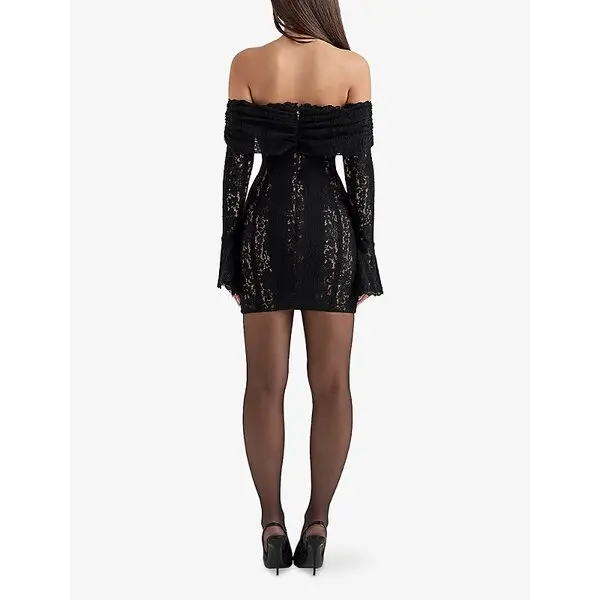 House Of Cb Sadie Off-Shoulder Lace Mini Dress - Black | Editorialist