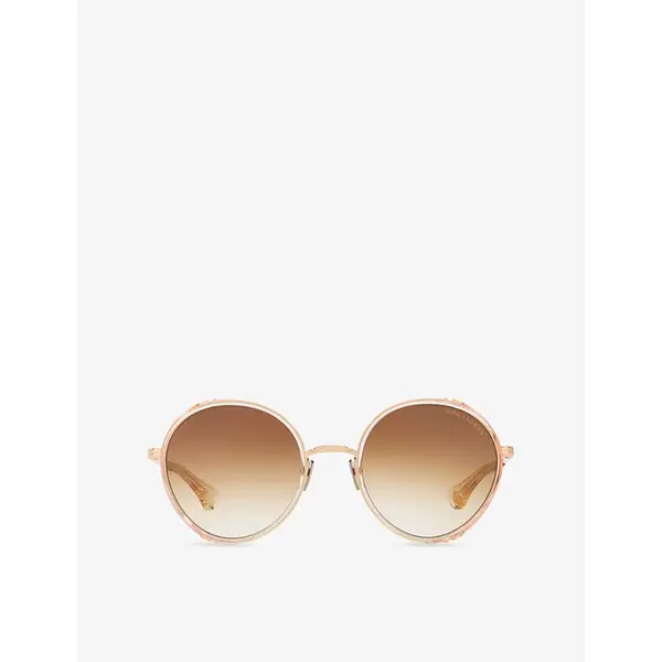Dita Round-frame Metal Sunglasses - Clear