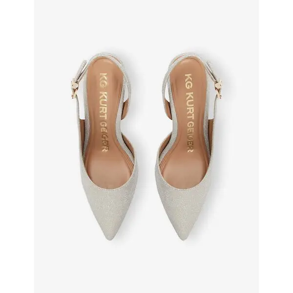 Kurt Geiger Aria2 Sling-back Heeled Faux-leather Courts - Silver