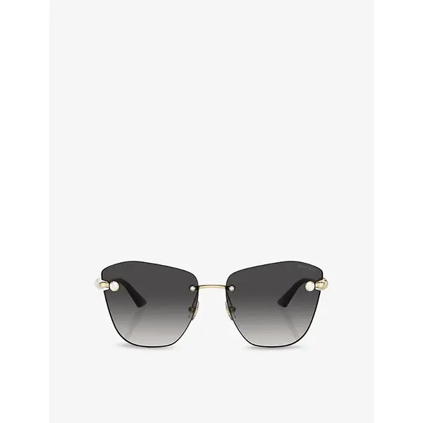 JIMMY CHOO Butterfly-frame Metal Sunglasses - Gold
