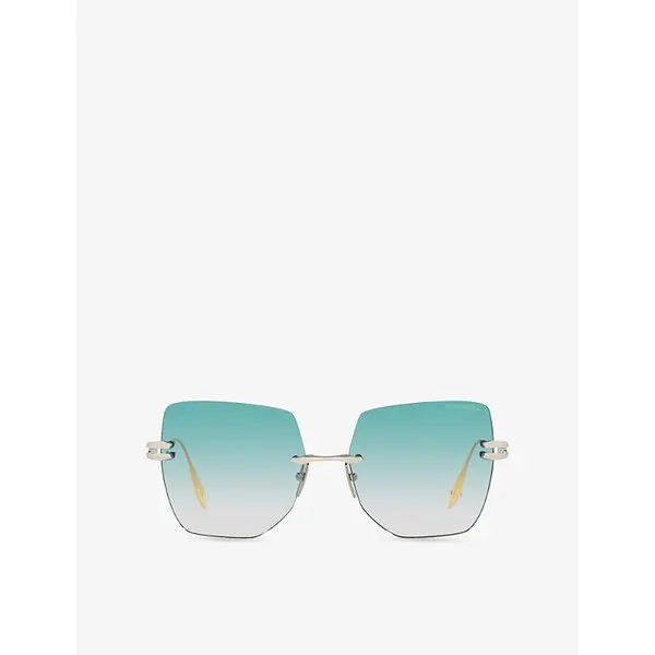 Dita Irregular-frame Metal Sunglasses - Silver