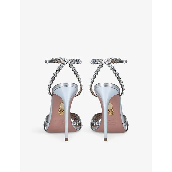 AQUAZZURA Tequila 105 Crystal-embellished Heeled Sandals - Silver
