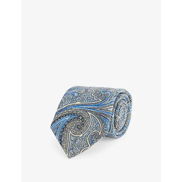 Dunhill Paisley-print Silk Neck Tie - Royal Blue