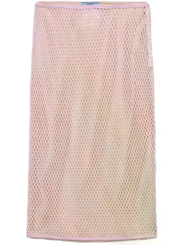 Prada Cotton Mesh Midi Skirt - Pink