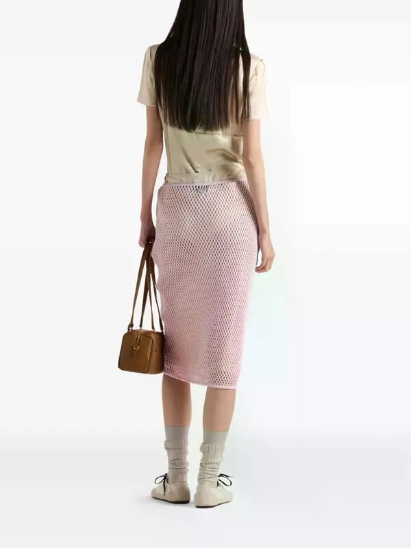 Prada Cotton Mesh Midi Skirt - Pink