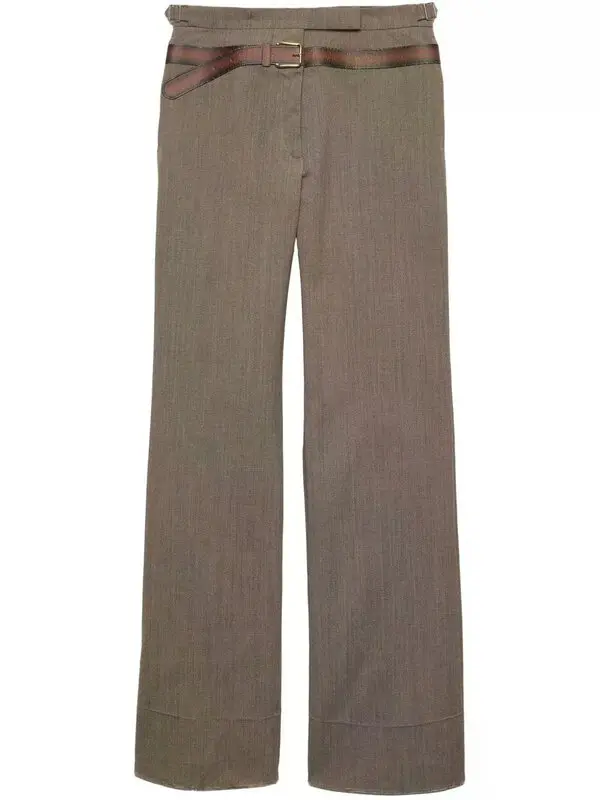 Prada Printed Belted Trousers - Grey
