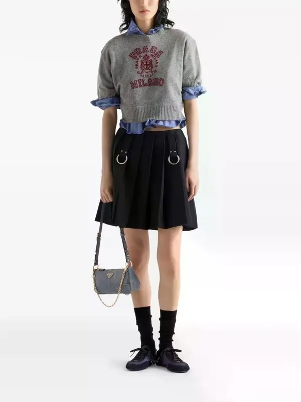 Prada Logo-intarsia Sweater - Grey