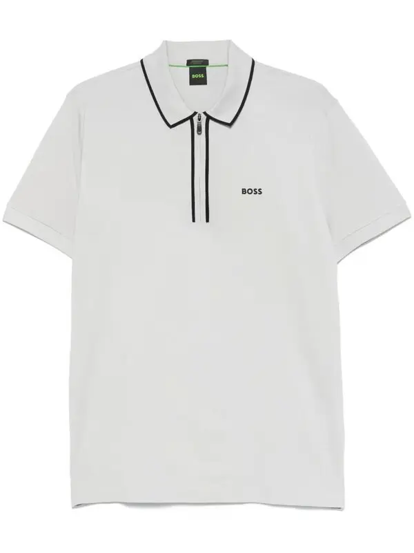 BOSS Contrast-stripes Polo Shirt - Grey