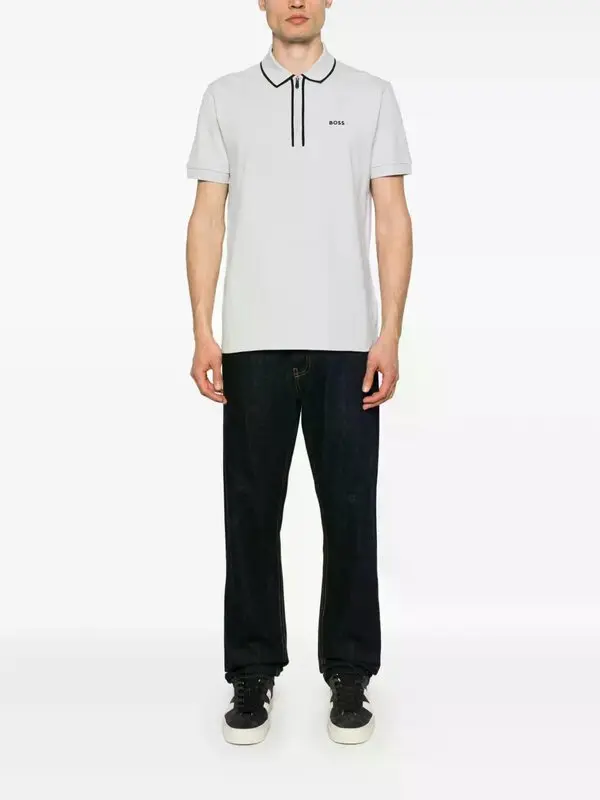 BOSS Contrast-stripes Polo Shirt - Grey