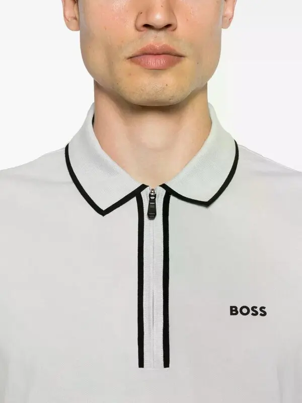 BOSS Contrast-stripes Polo Shirt - Grey