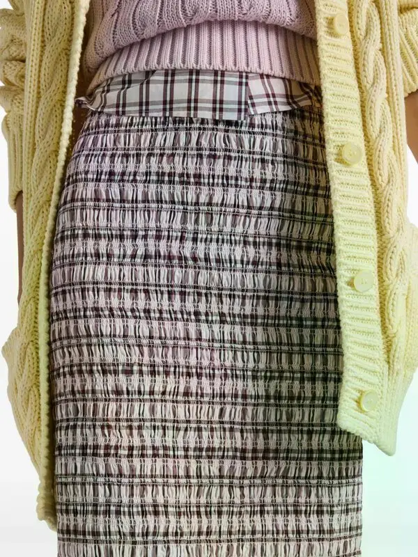 Prada Checked Cotton Midi Skirt