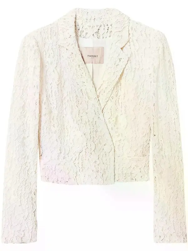 TWINSET Lace-panel Blazer - White