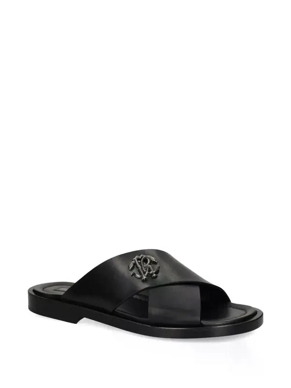 Roberto Cavalli Mirror Snake-monogram Slides