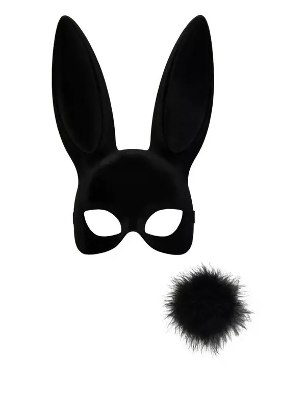 MAISON CLOSE Velvet Bunny Mask And Pompom - Black