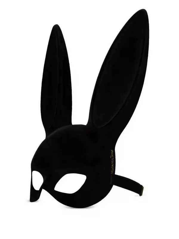MAISON CLOSE Velvet Bunny Mask And Pompom - Black