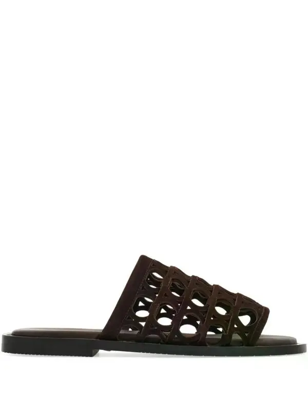 FERRAGAMO Gancini Slides - Brown
