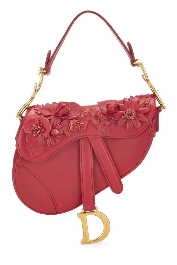 Dior Calfskin 3d Flower Saddle Bag