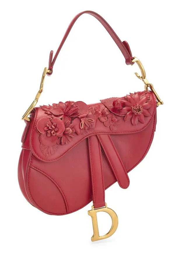 Dior Calfskin 3d Flower Saddle Bag