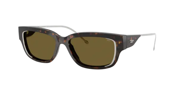DIESEL® Shiny Dark Havana Frame Sunglasses - Brown