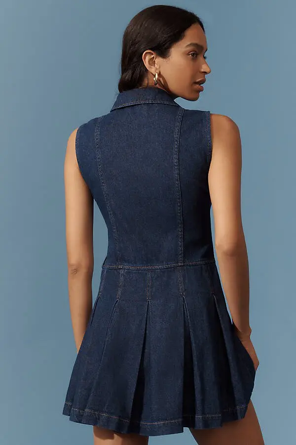 reformation arella denim mini dress Reformation Arella Denim Sleeveless Minidress