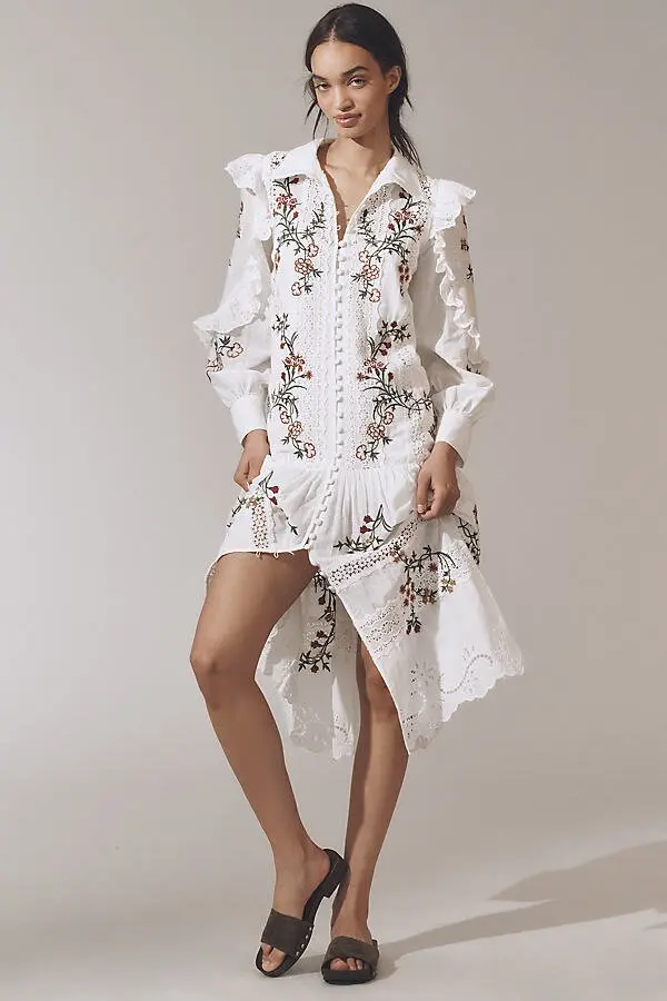Anthropologie Eyelet Midi Dress In White - 40% Off | Editorialist