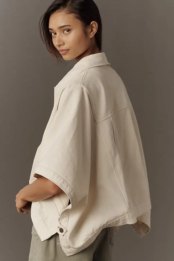 PILCRO Weston Cape Denim Jacket - Ivory