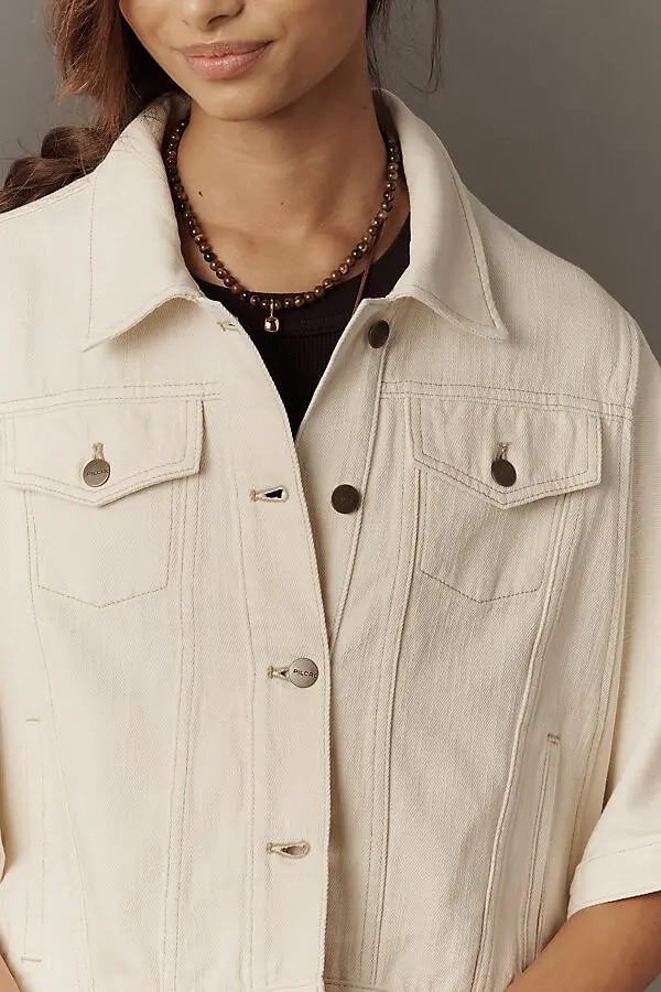 PILCRO Weston Cape Denim Jacket - Ivory