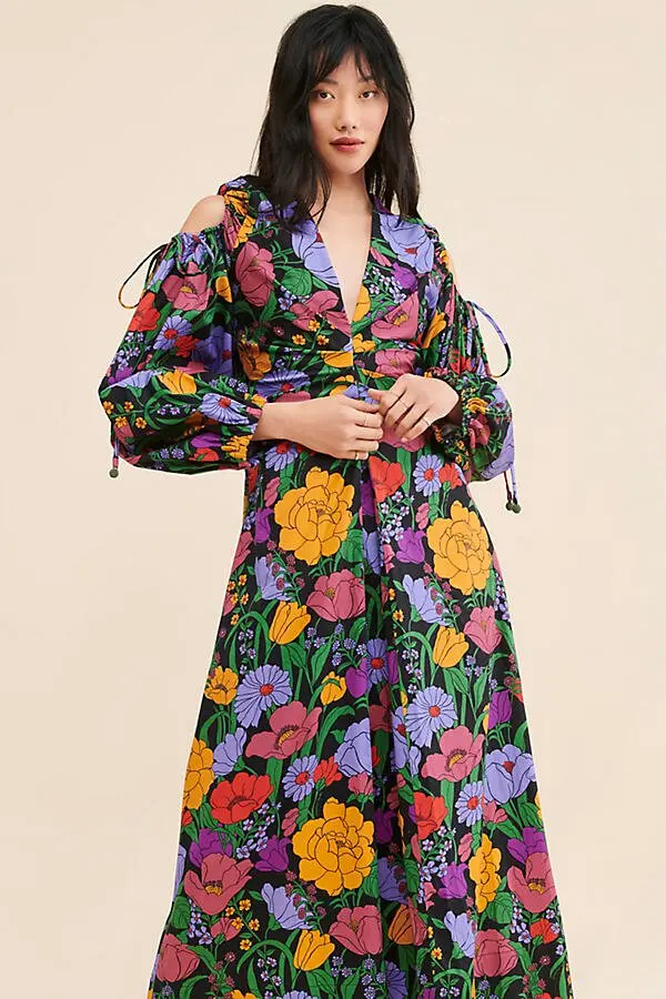 black bucolic garden cut out maxi dress Black Cut Out Lurex Maxi Dress