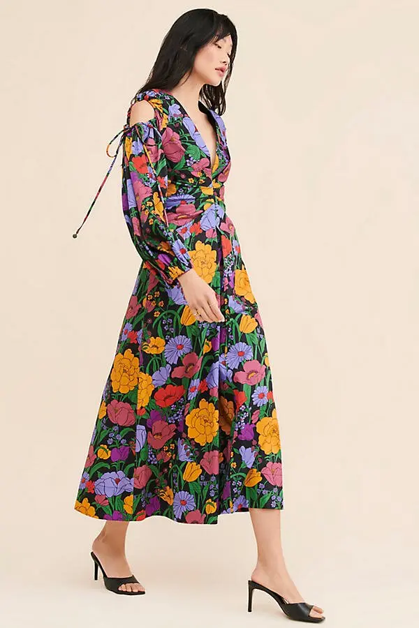 black bucolic garden cut out maxi dress Bucolic Garden Sleeve Cut Out Dress