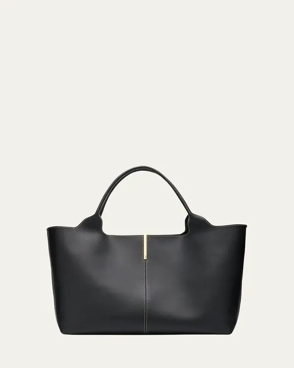 TOD'S Leather Shopping Tote Bag - Nero