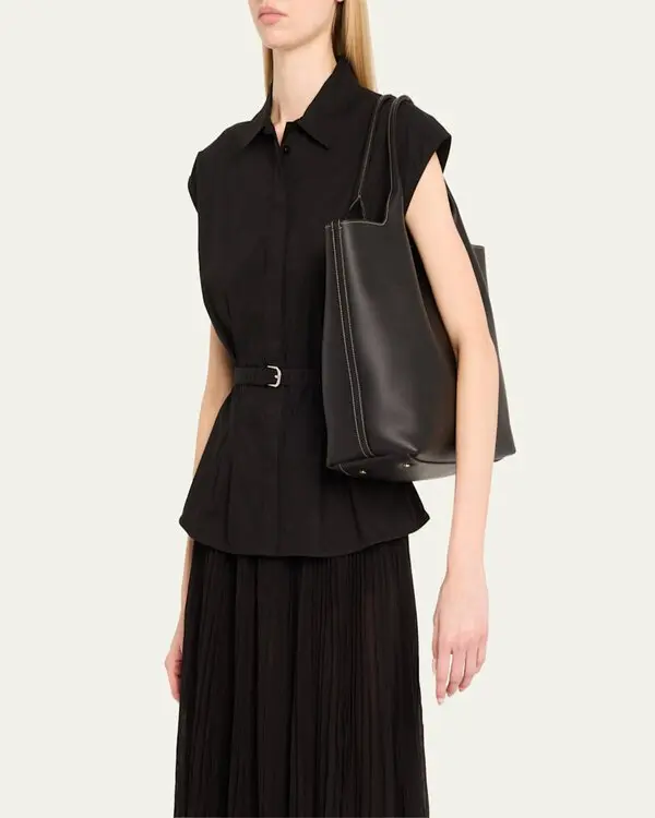 TOD'S Leather Shopping Tote Bag - Nero