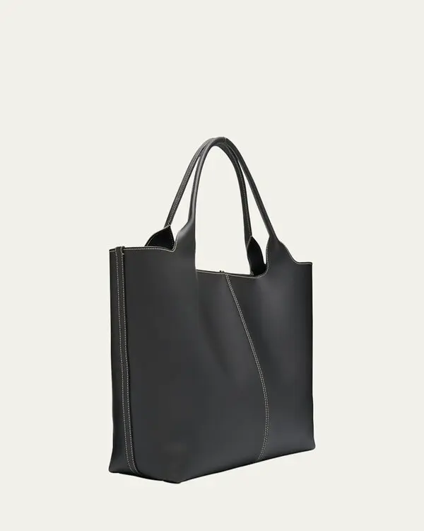 TOD'S Leather Shopping Tote Bag - Nero