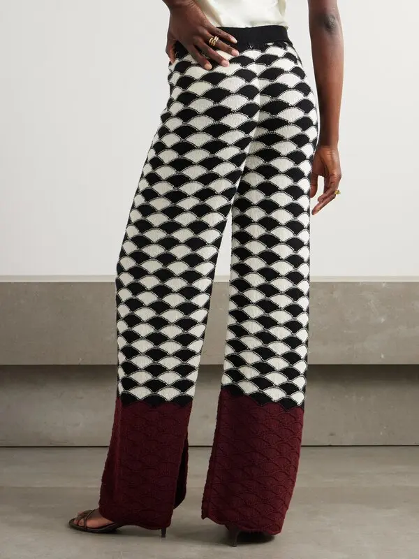La DoubleJ Wool-jacquard Wide-leg Pants - White
