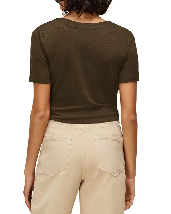 Whistles Linen Button Front Tie Top