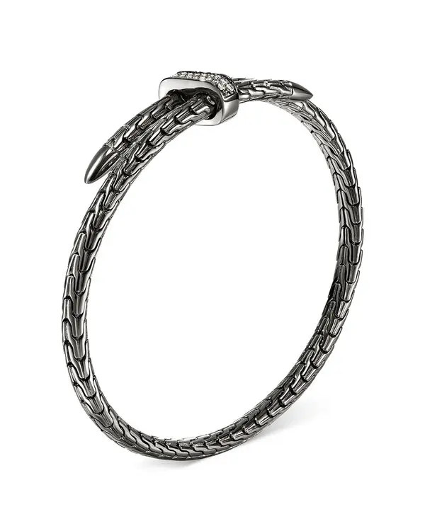 John Hardy Sterling Diamond Pave Spear Cuff Bracelet - Silver