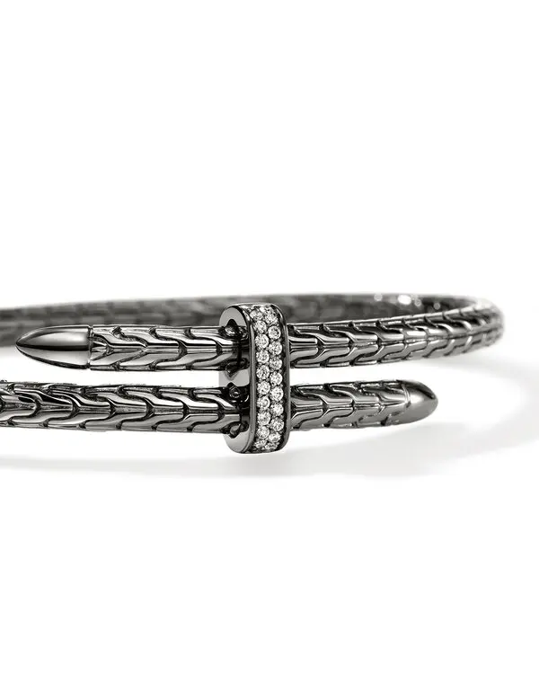 John Hardy Sterling Diamond Pave Spear Cuff Bracelet - Silver