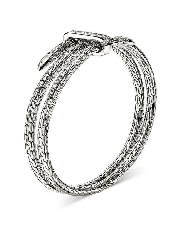 John Hardy Sterling Spear Diamond Pave Cuff Bracelet - Silver