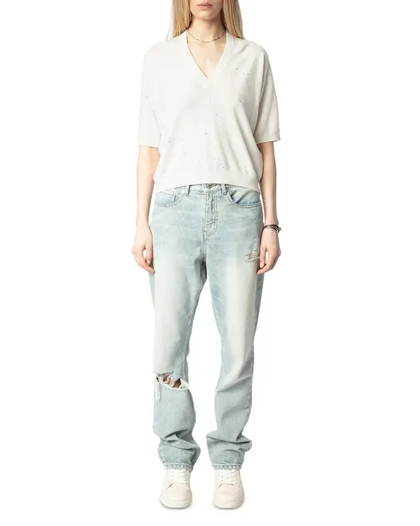 Zadig&Voltaire Wully Lico V Neck Sweater - Ecru