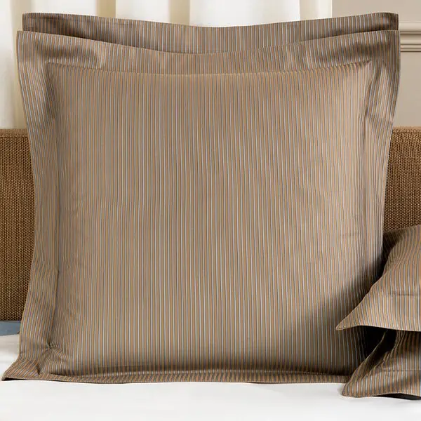 Frette Horizon Striped Euro Sham - Nut/dusty Azure