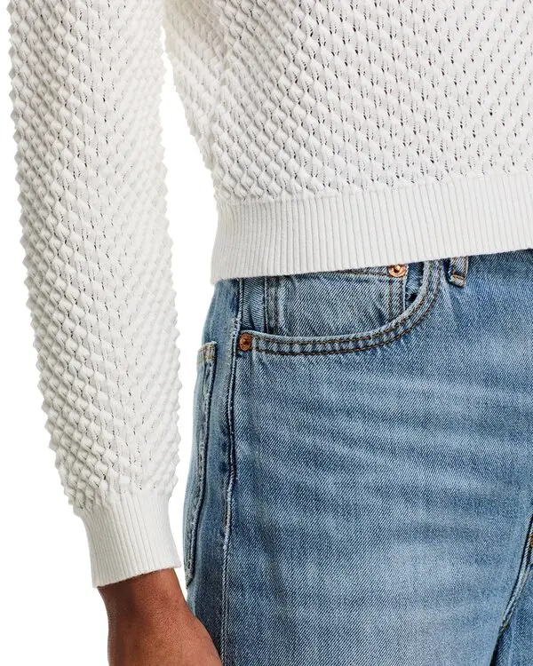 Aqua Long Sleeve Popcorn Stitch Sweater