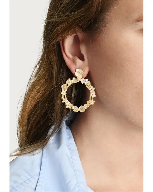 ANABEL ARAM Bloom Gathered Drop Hoop Earrings