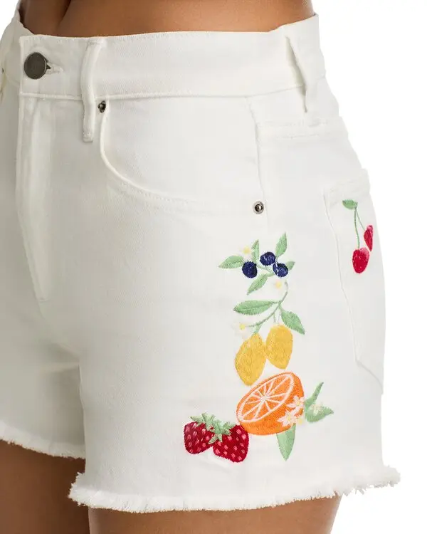 Aqua Fruit Embroidered Denim Shorts