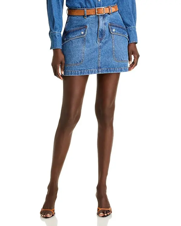 Aqua Utility Denim Mini Skirt