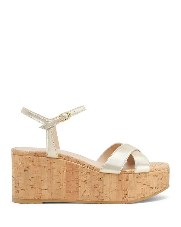 STUART WEITZMAN Dayna Platform Wedge Sandals - Light Gold